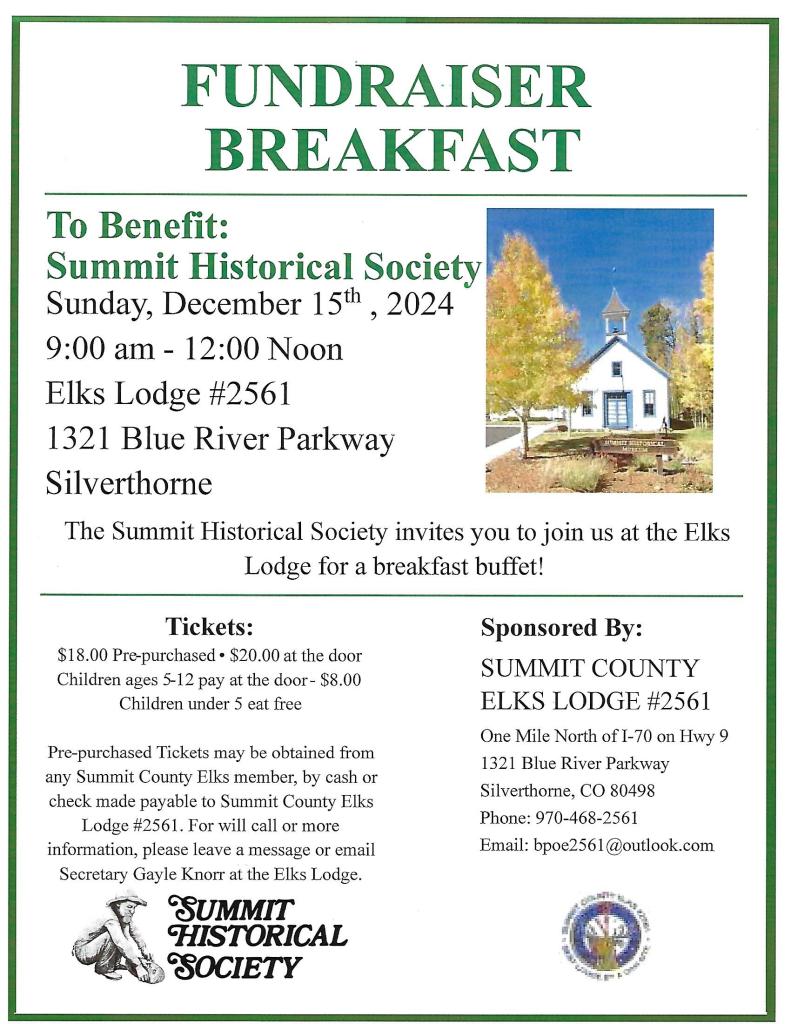 Fundraising Breakfast at the Elks Lodge - Summit Historical Society